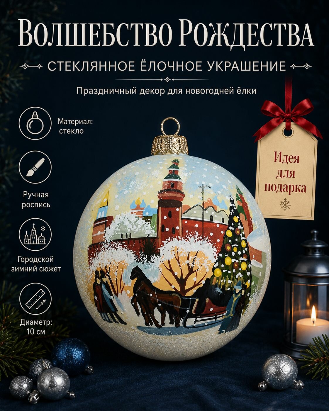 Елочный шар "Москва. Новый год. Ретро"