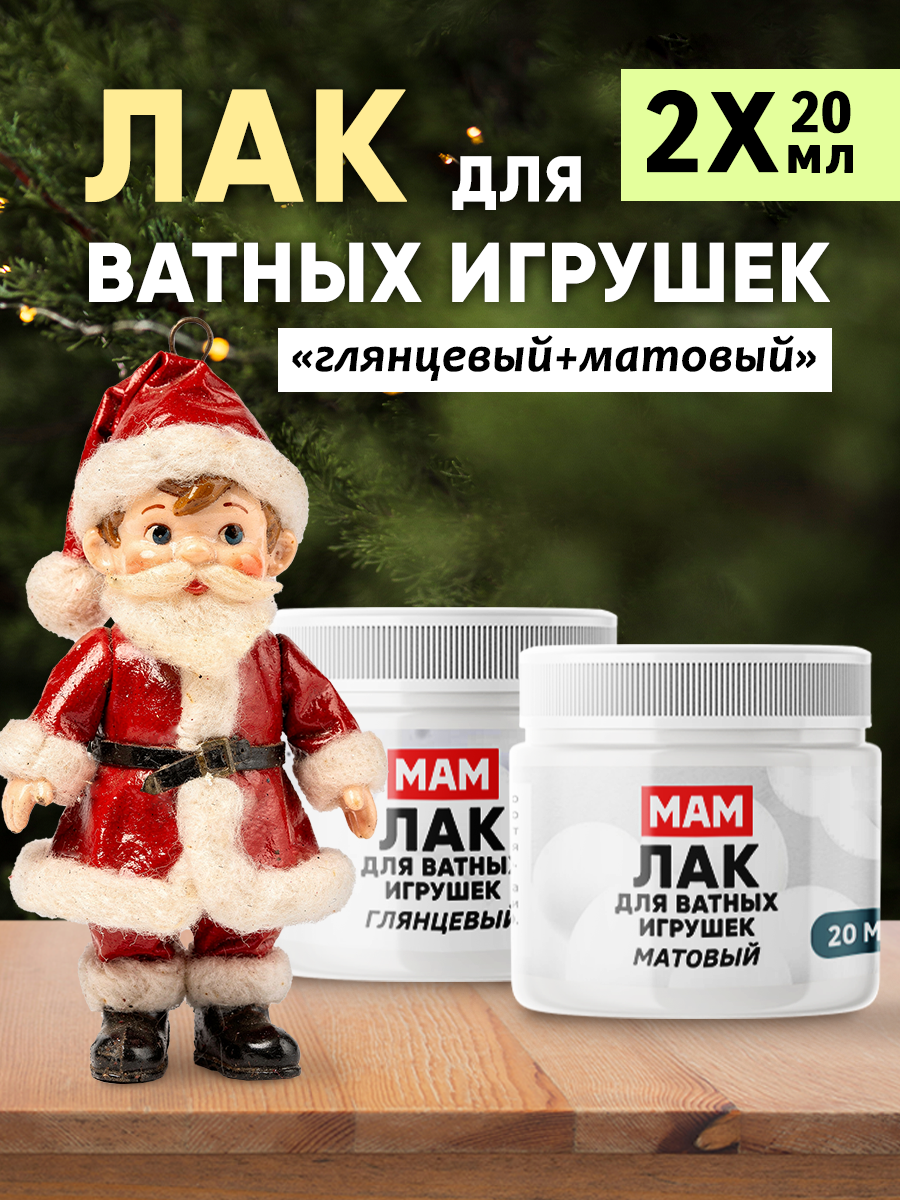 Комбо лаки для ватных игрушек "Матовый+Глянцевый" 20 мл для творчества