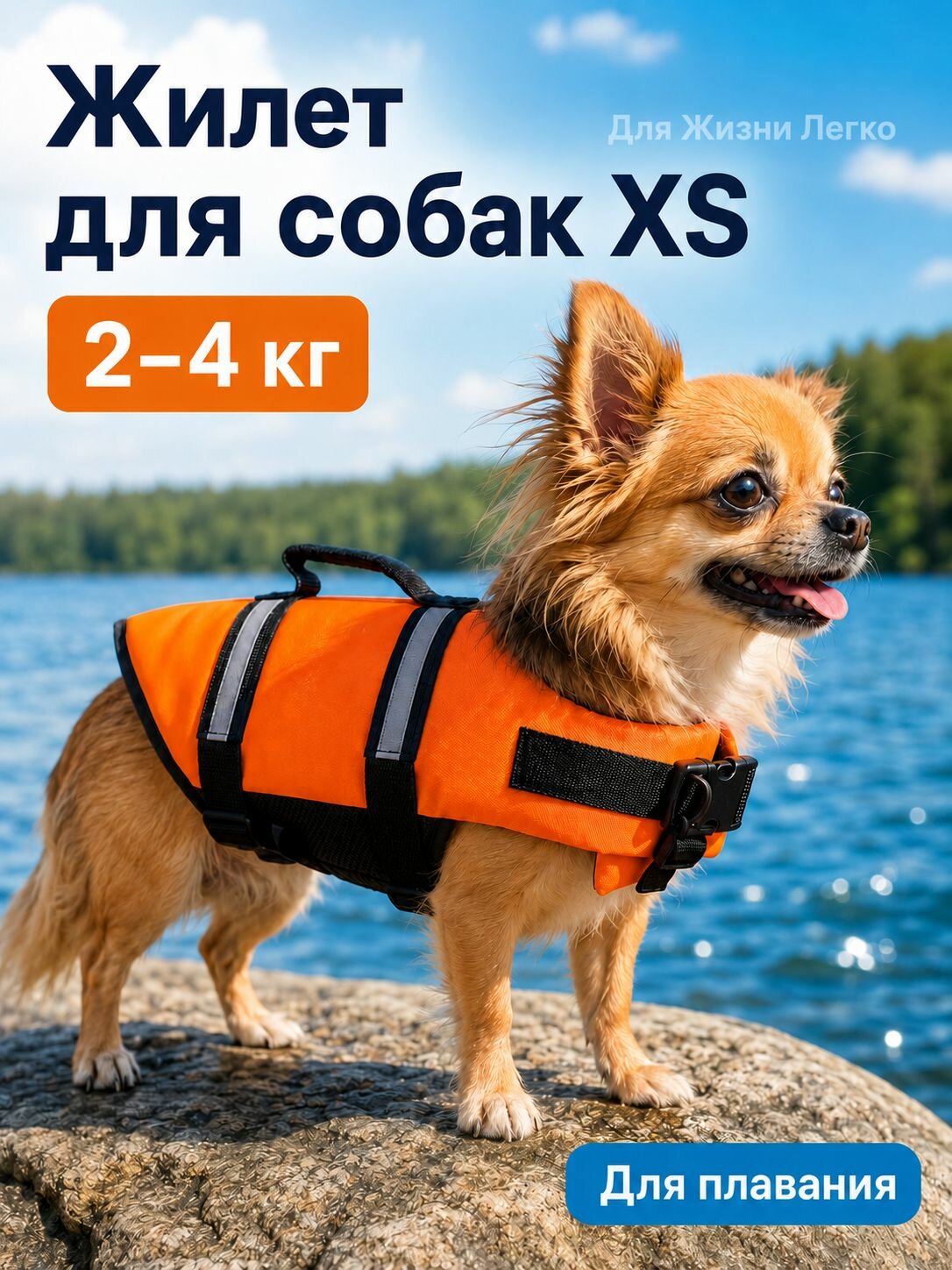 Спасательный жилет для собак XS, 2-4 кг, для плавания для воды для купания