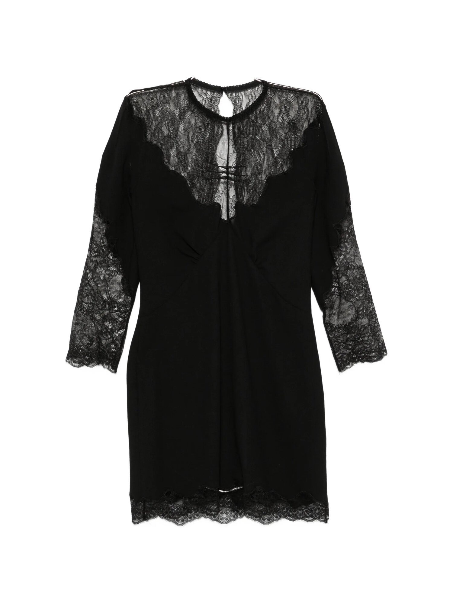 Платье Lace-trimmed long-sleeve mini dress