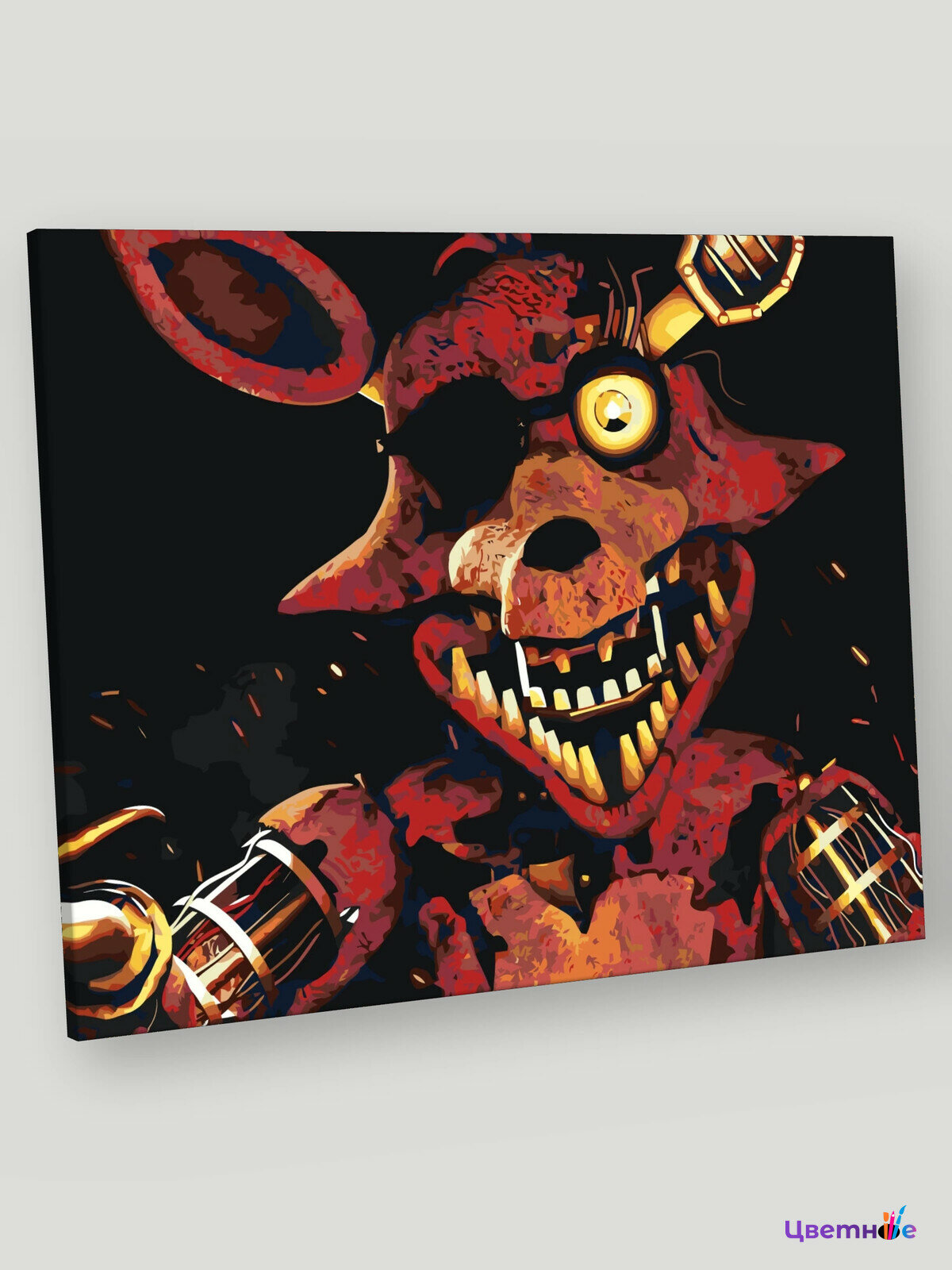 Картина по номерам на холсте с подрамником "Фнаф Five nights at Freddy's Фокси" Раскраска 40х50 см, Игра Кино Животные