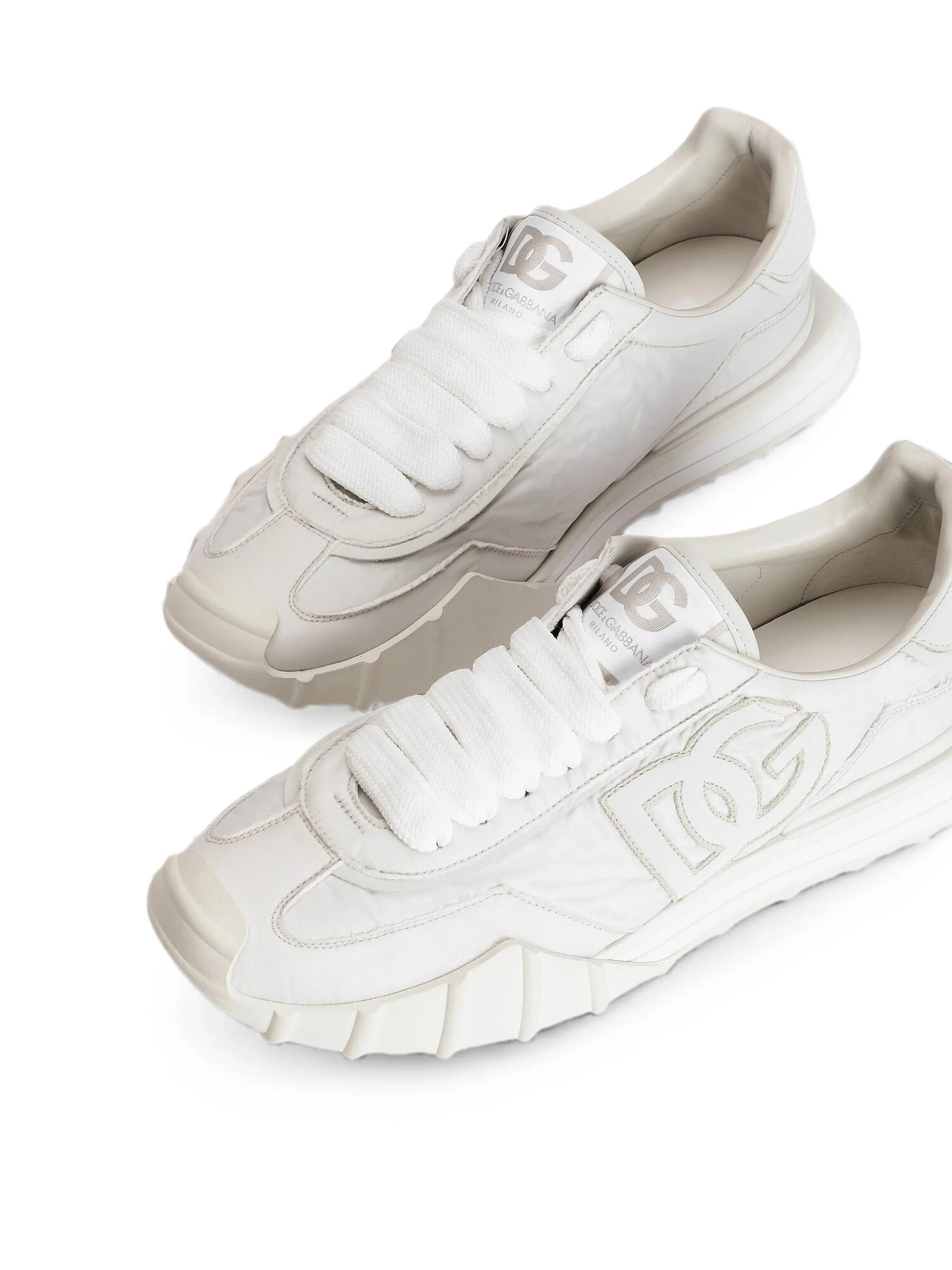 Кроссовки DOLCE & GABBANA DG Athletic nylon sneakers, размер 40 EU, бежевый/белый — фото 1