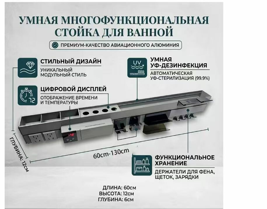 Алюминиевая настенная полка для ванной, органайзер для косметики и гигиенических принадлежностей