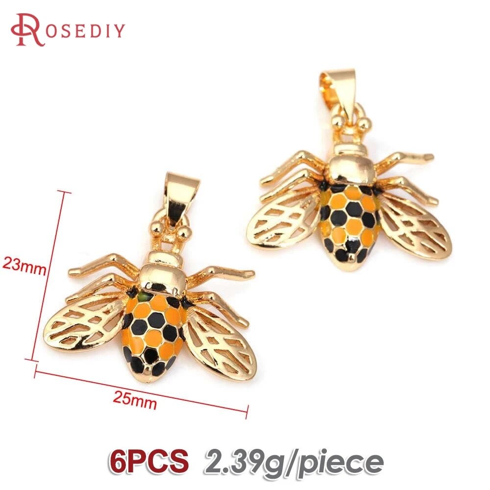 Подвески Rosediy латунь 18-каратное золото 18K Gold Color, 25x23MM 6PCS