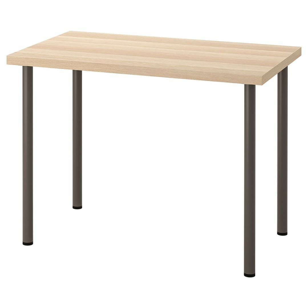 Письменный стол IKEA LINNMON / ADILS, имитация дуба окрашенного в белый/темно-серый, 100x60 см 794.163.41