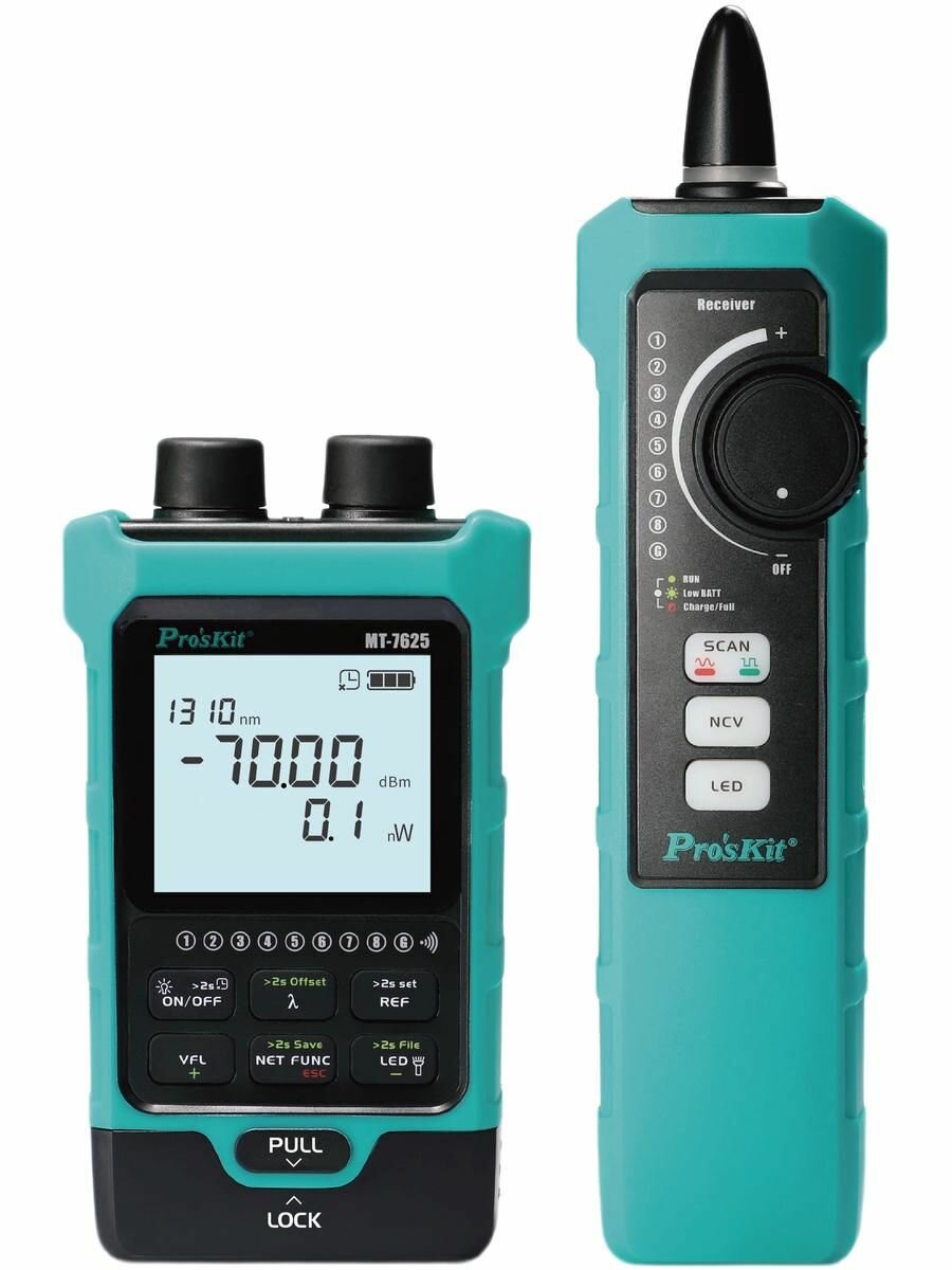 Кабельный тестер Pro'sKit MT-7625 для проверки оптических кабелей и витой пары (с тоновым пробником)