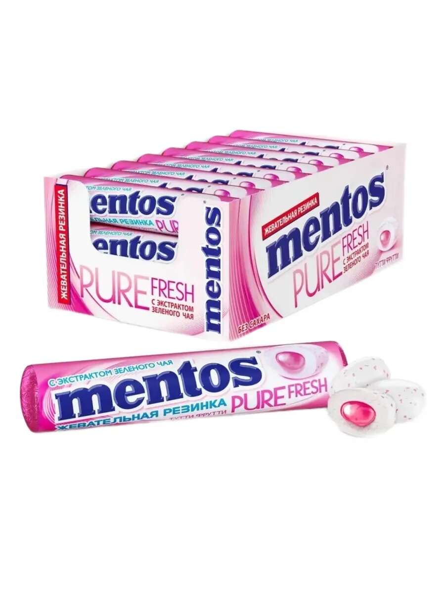 Mentos Жевательная резинка тутти фрутти, 6 шт по 54 г