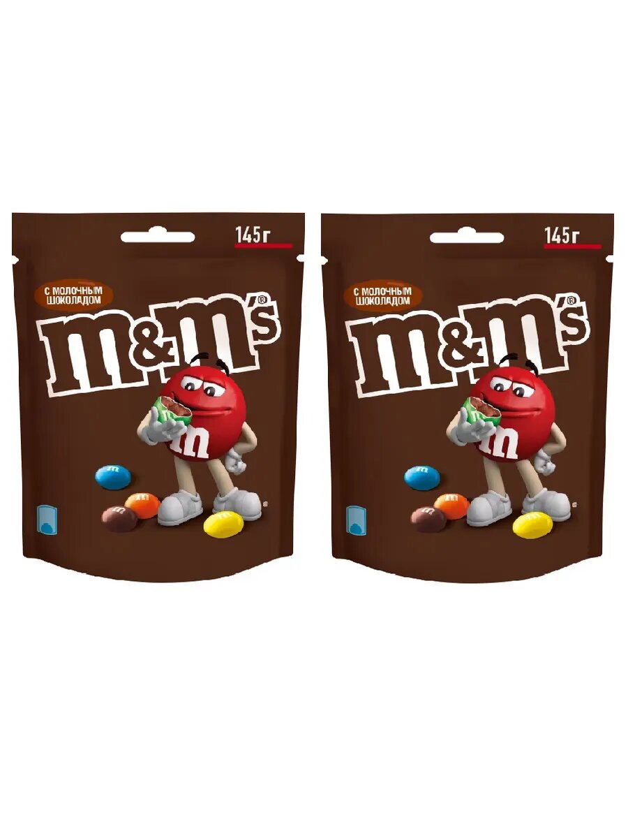 M&M's Конфеты драже с молочным шоколадом в глазури, 2 шт х 145 г