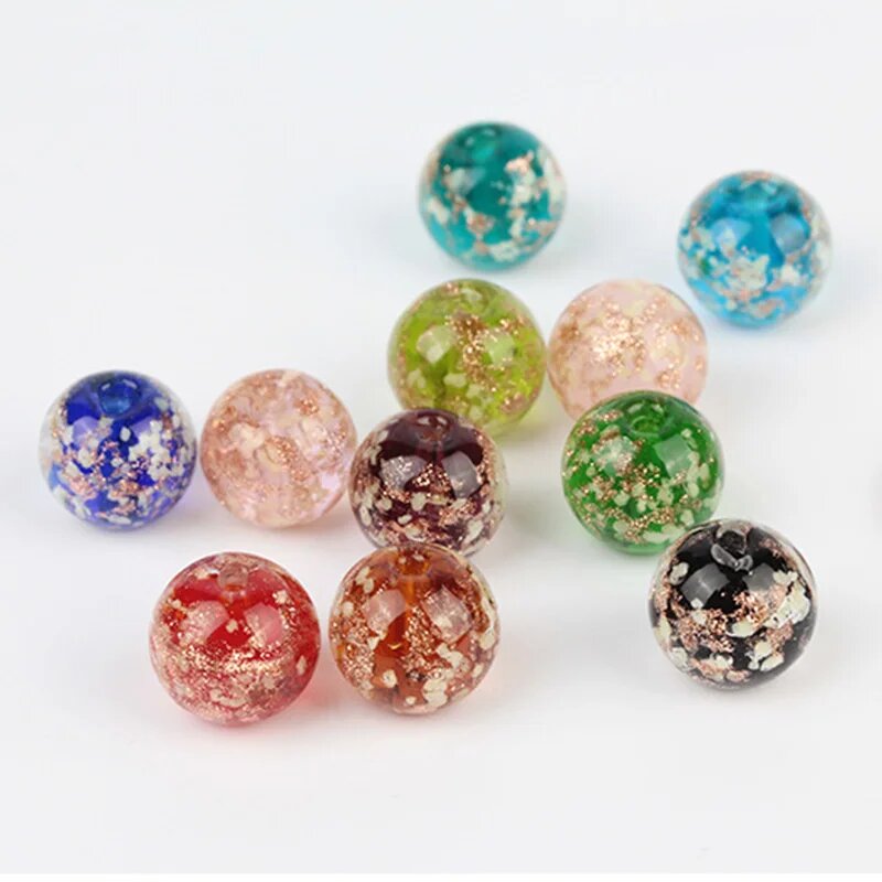 Светящиеся стеклянные бусины Quniejieyu 10 шт. 14mm, Random Mixed