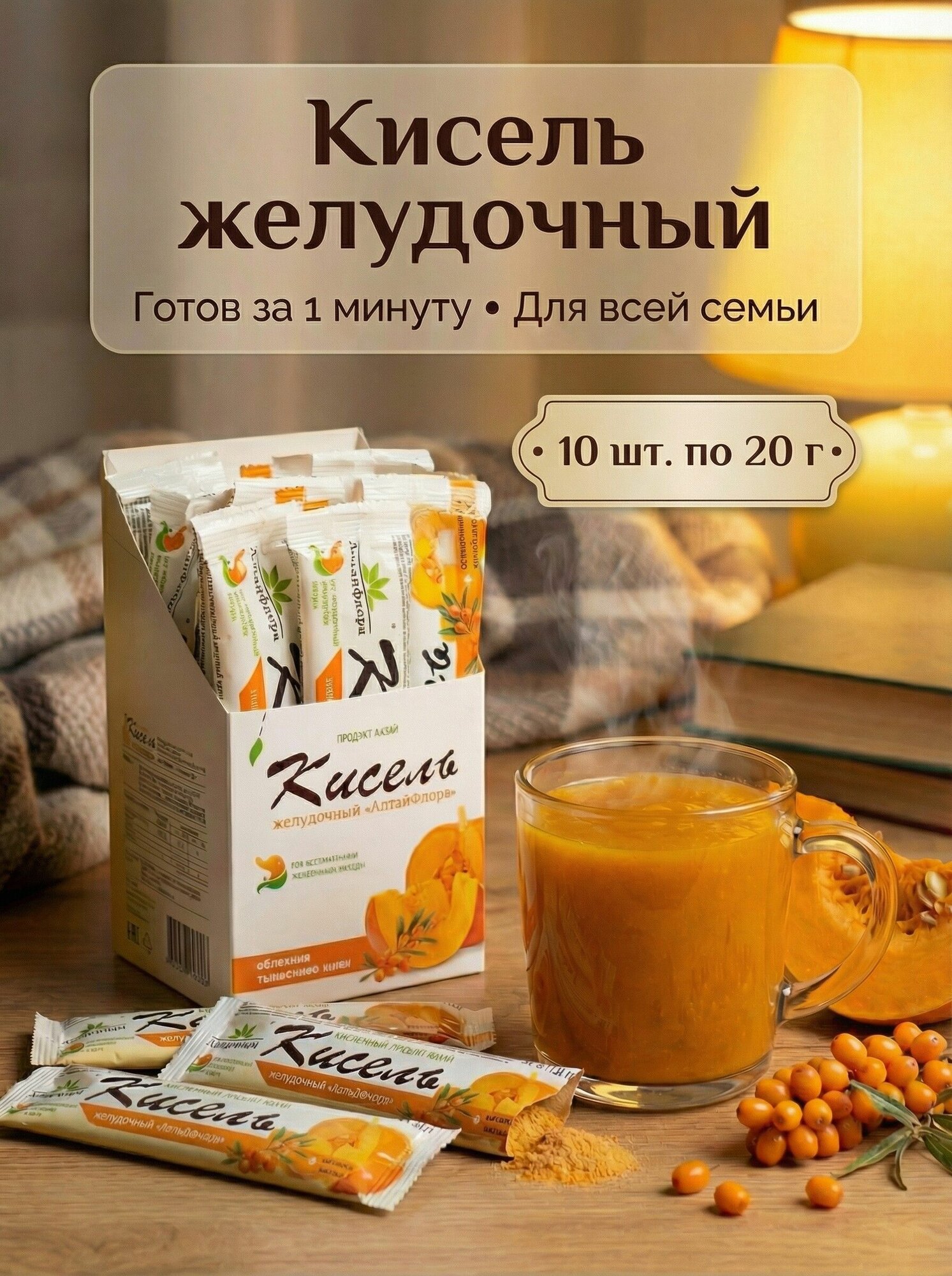 Кисель быстрого приготовления натуральный желудочный 10 шт. по 20 гр. АлтайФлора желудочный кисель натуральный кисель