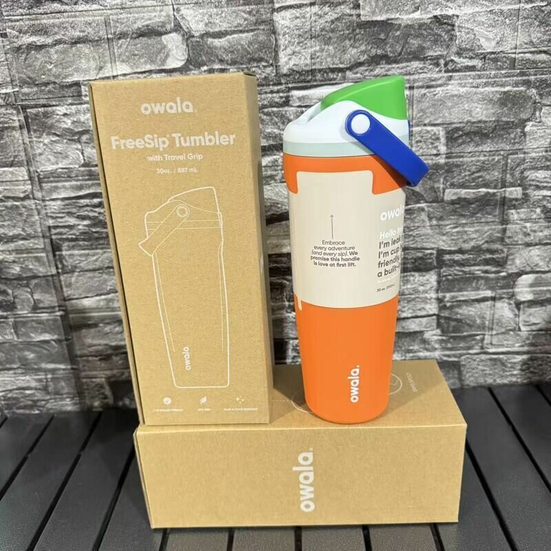Термокружка Owala FreeSip 30oz изолированная бутылка для воды оранжево-красная