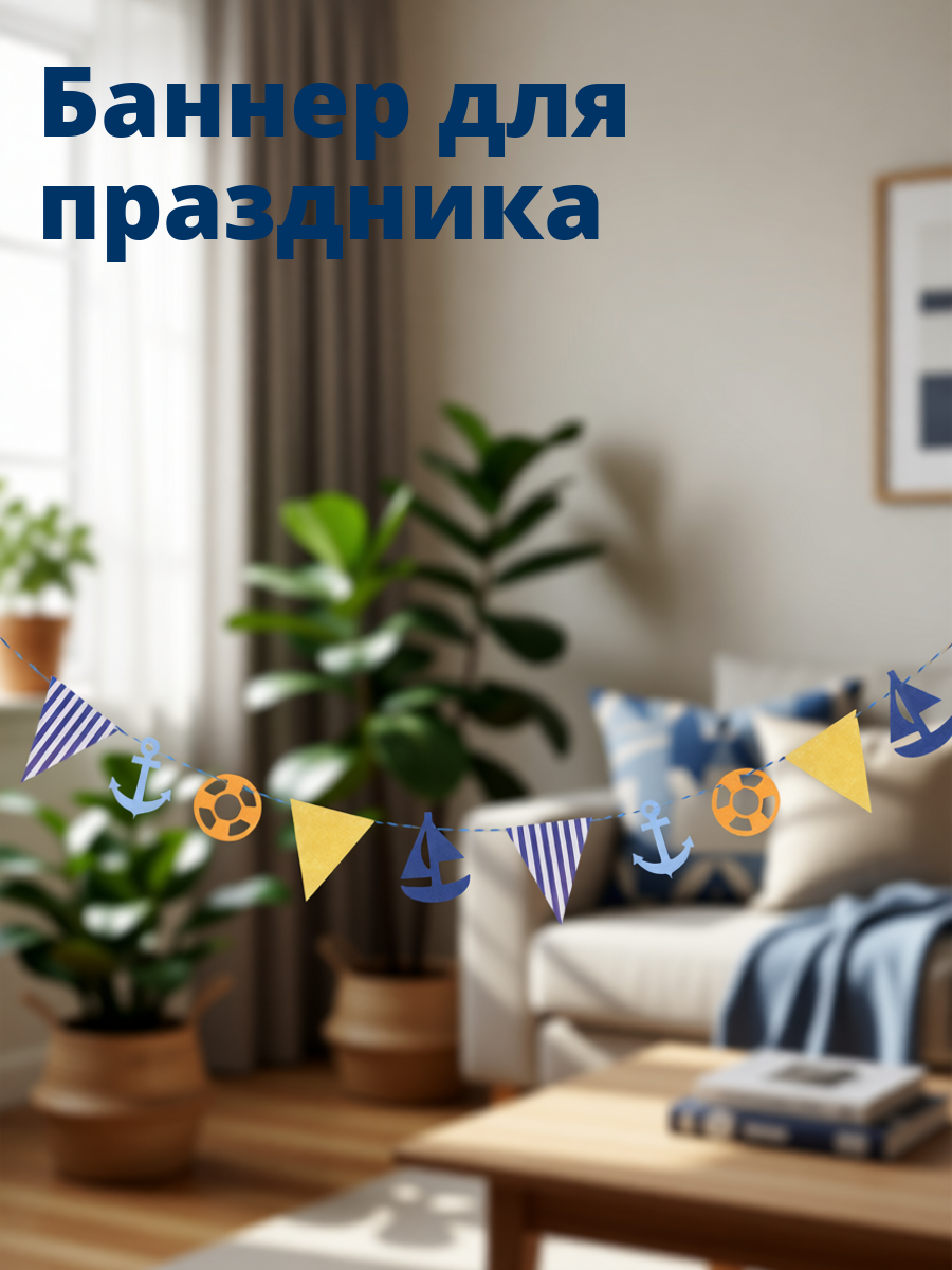 Гирлянда для детской комнаты в средиземноморском стиле 340 см износостойкая ткань