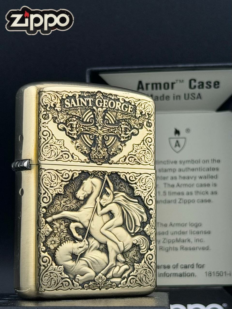 Бензиновая зажигалка Zippo Armor Святой Георгий Победоносец