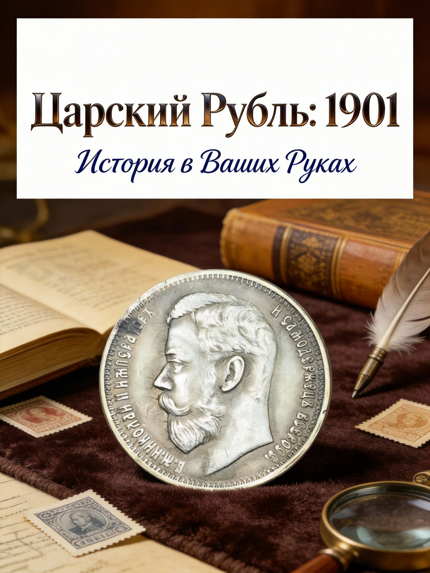 Монета Российской Империи 1 рубль 1901 года, гурт АГ, Николай II — серебро, коллекционная инвестиция и подарок