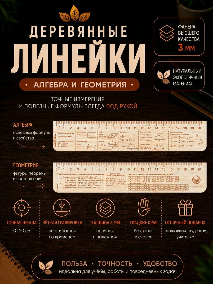 Справочные линейки шпаргалки Алгебра и Геометрия 2 шт
