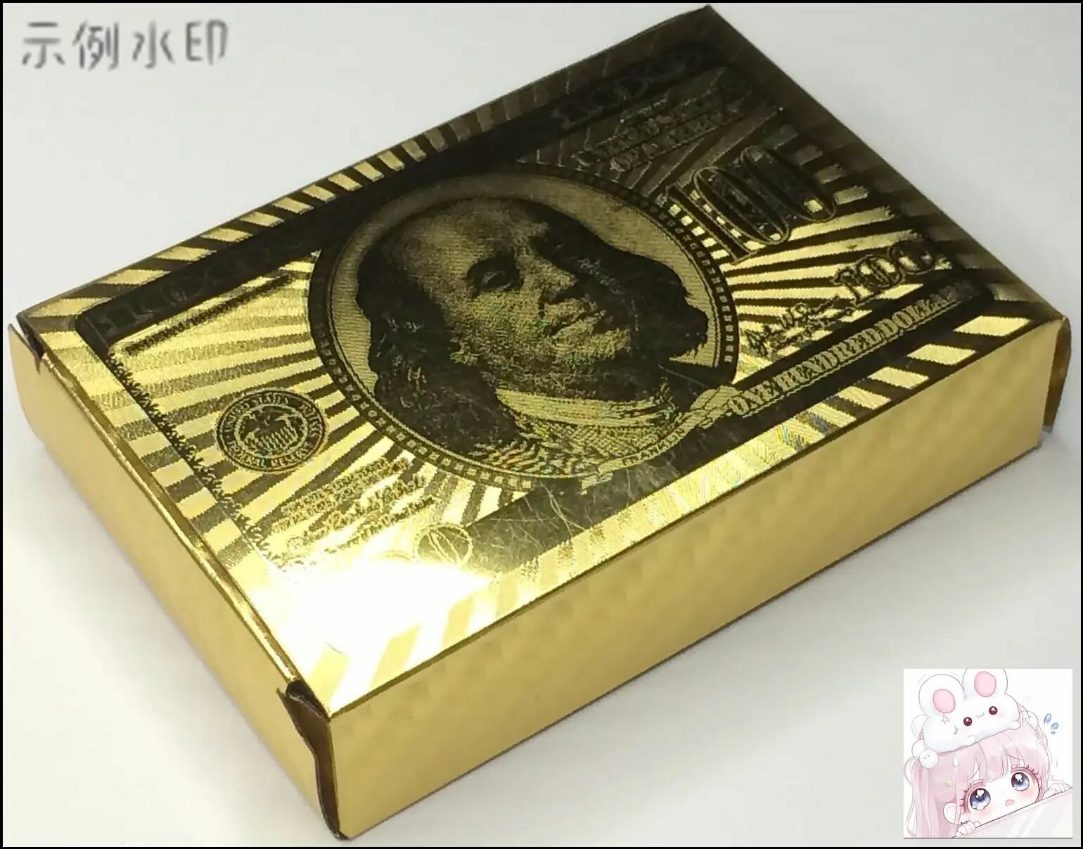 Игральные пластиковые карты 100 долларов золотые, 54 штуки, для покера и магии, матовая поверхность, водонепроницаемые,