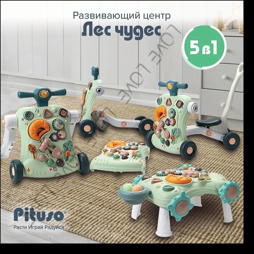 Ходунки детские Pitusо Развивающий центр 5в1 Лес чудес для детей от 1 года, пластик