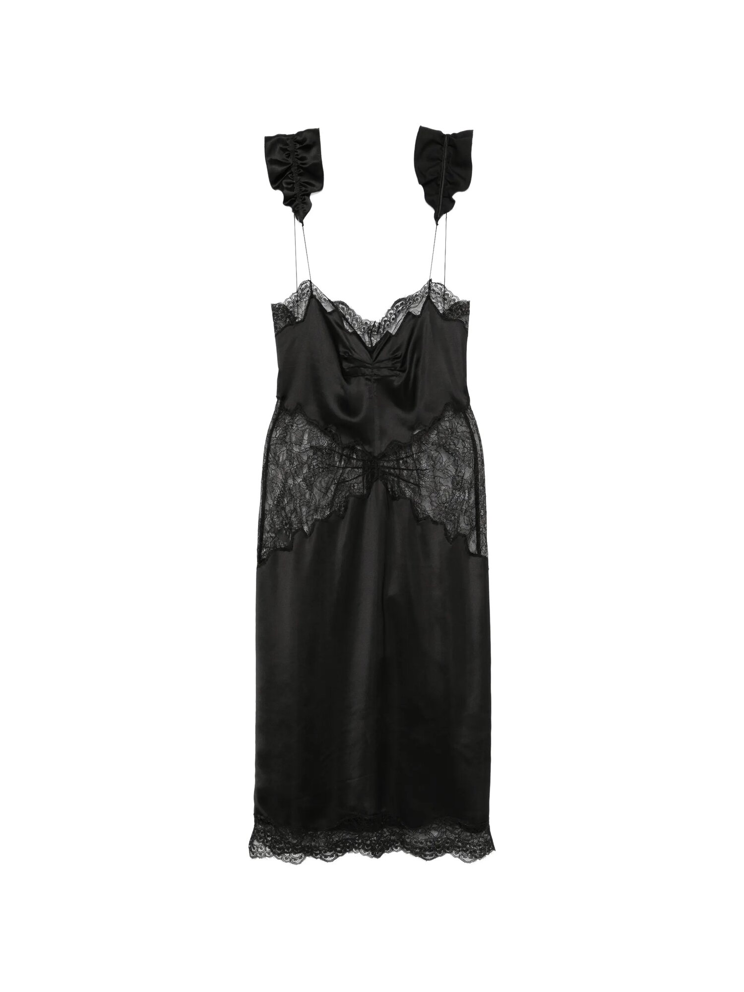 Платье Lace-trim ruffled midi dress