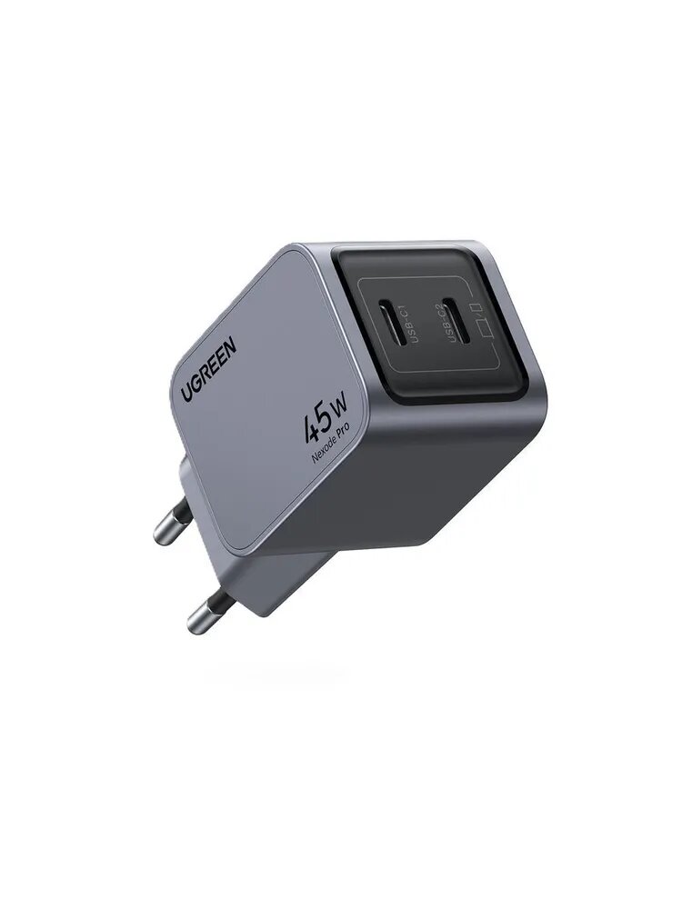 Ugreen X707 Сетевое зарядное устройство, USB Type-C, быстрая зарядка, 45 Вт, без кабеля, 35008, серый