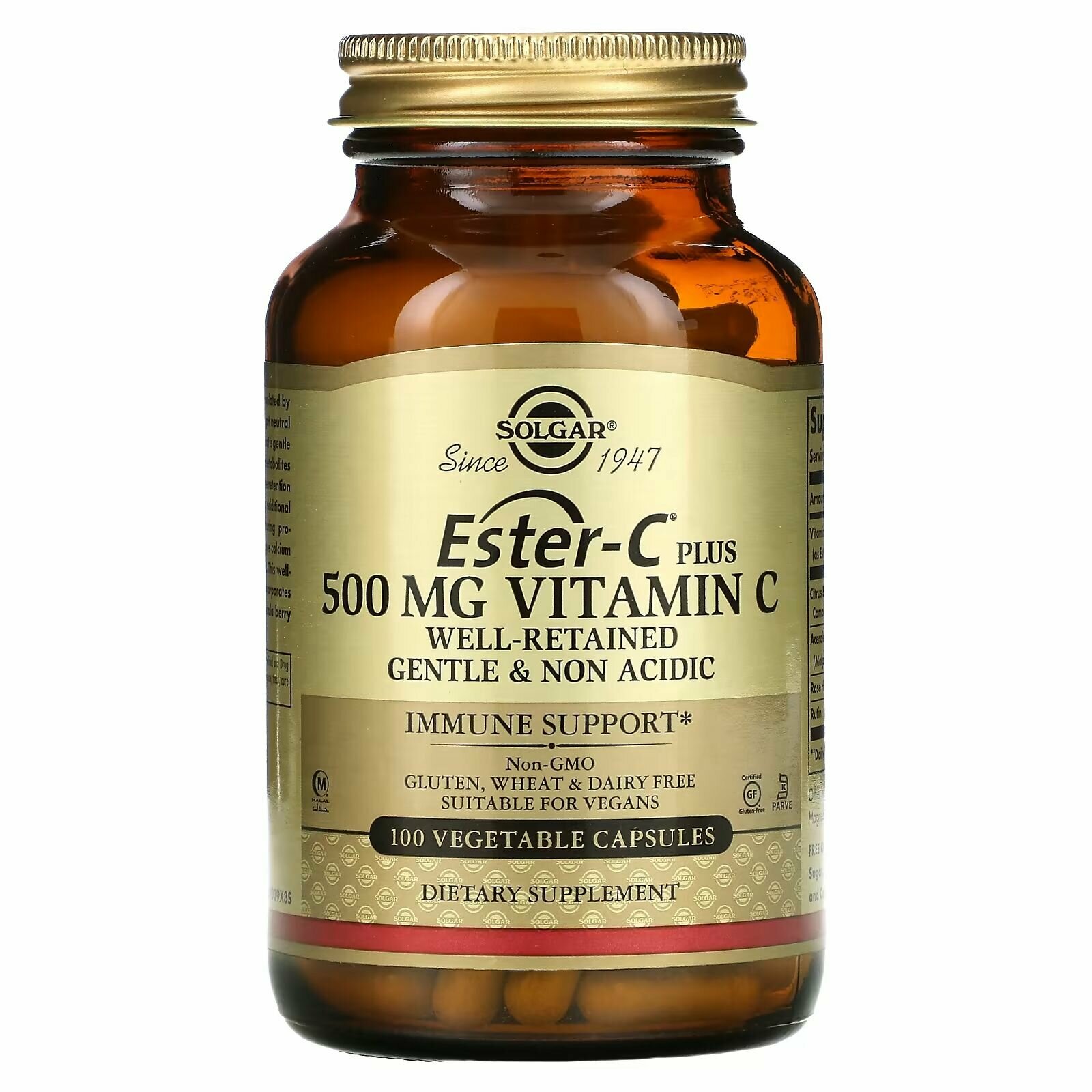 Эстер-С Solgar Ester-C Plus 500 mg Vitamin C 100 вегетарианских капсул