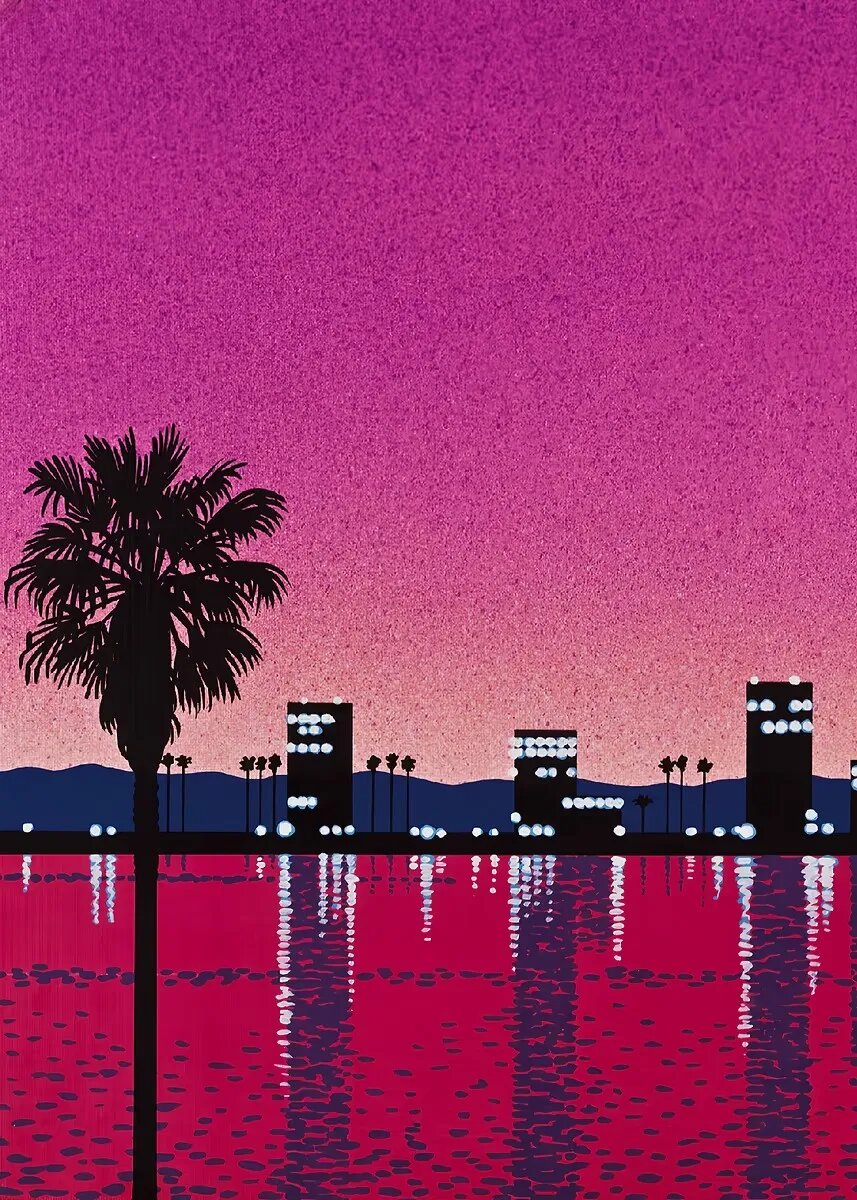 Печать на холсте Hiroshi Nagai Vaporwave Фиолетовый, Brown, 20x30cm No Frame