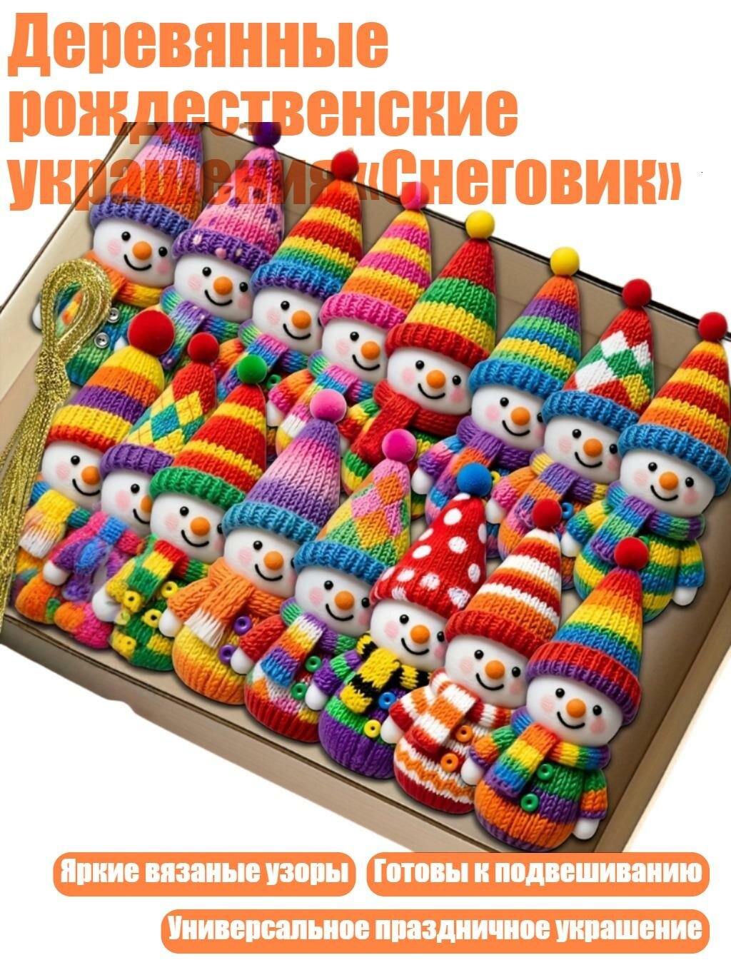 Деревянные рождественские украшения Снеговик , 32 шт.