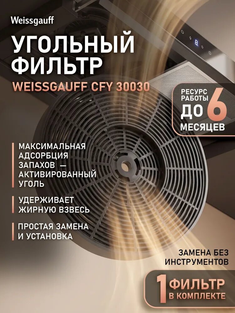 Угольный фильтр Weissgauff CFY 30030 для вытяжек TEL 450, 500, 600