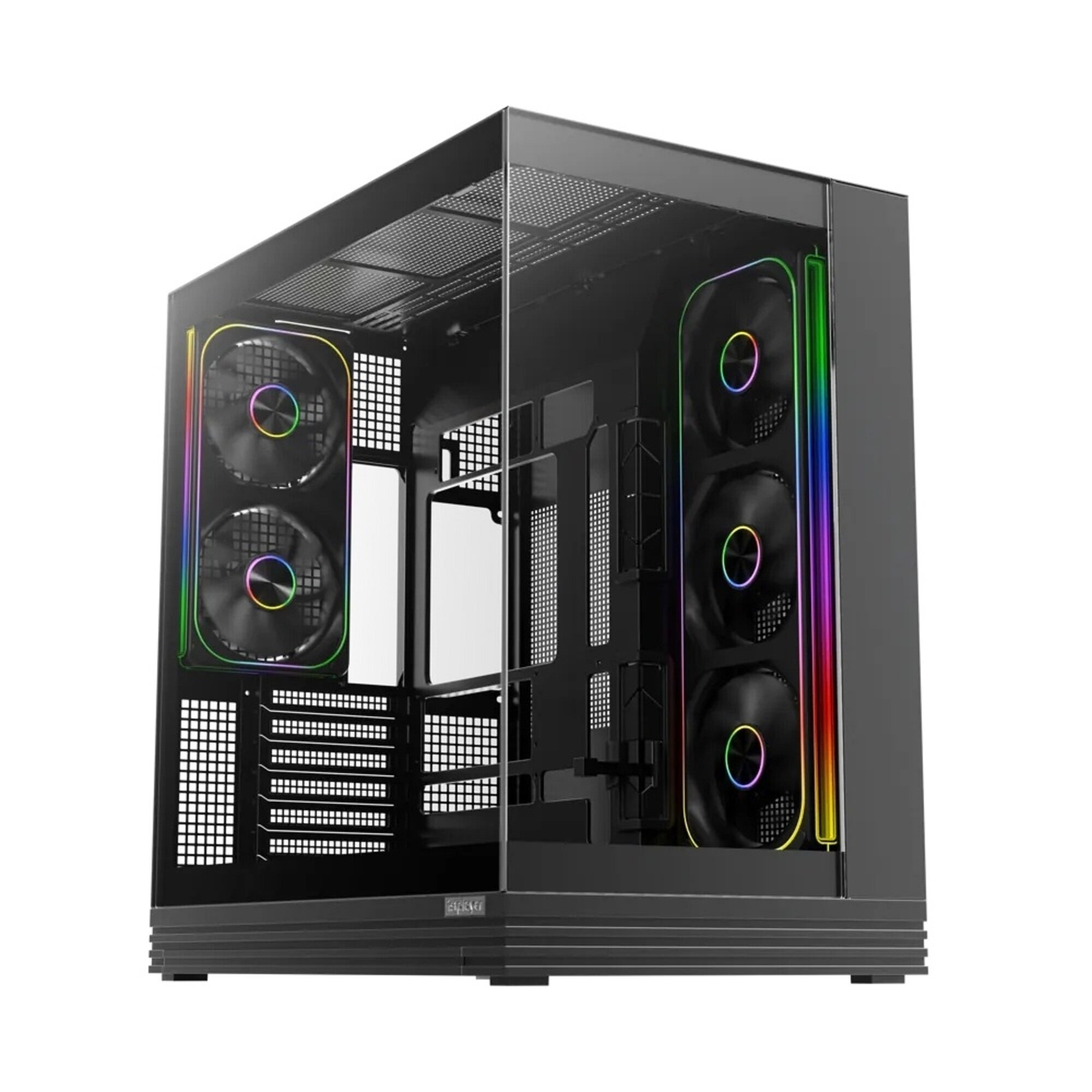 Корпус ATX 1STPLAYER OV8 Black / ATX BTF / 8x120mm ARGB fans & hub / OV8-BK-2FP7R-3-1FP7-2-HUB3