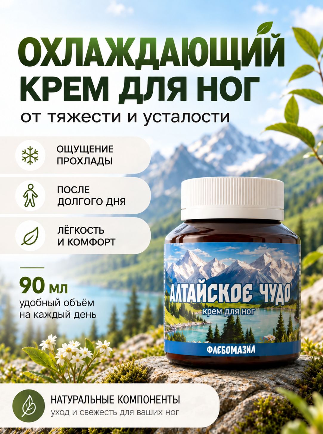 Крем для ног "Флебомазил" Алтайское чудо. 90 мл. Лучикс