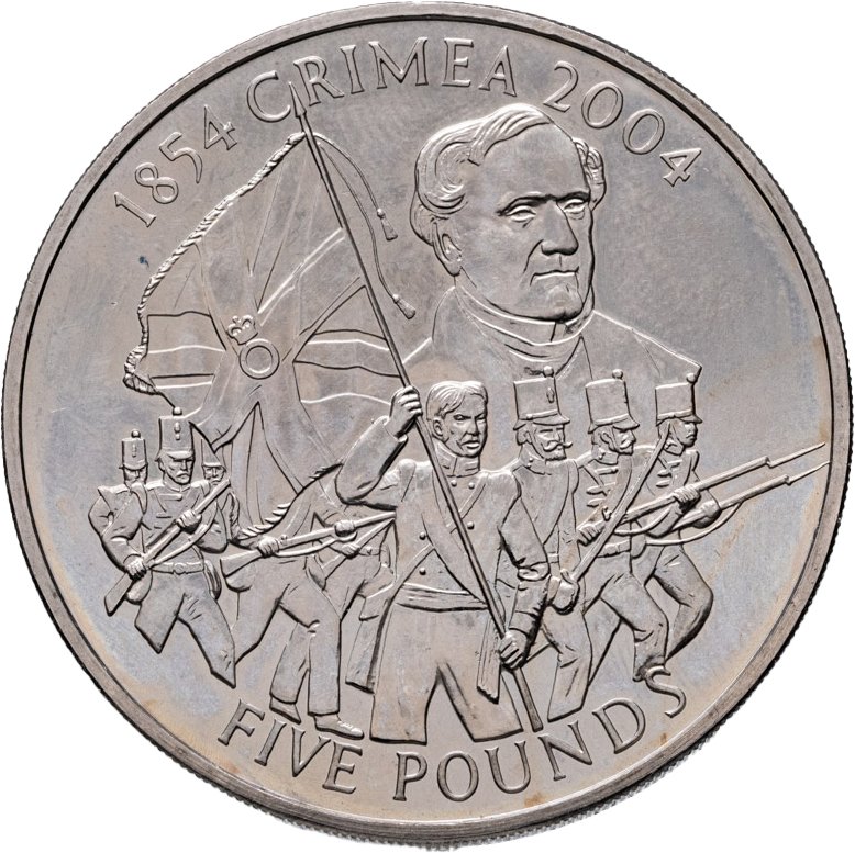 Гернси 5 фунтов pounds 2004 "150 лет Крымской войне", Мельхиор медь-никель, в сохранности BUNC
