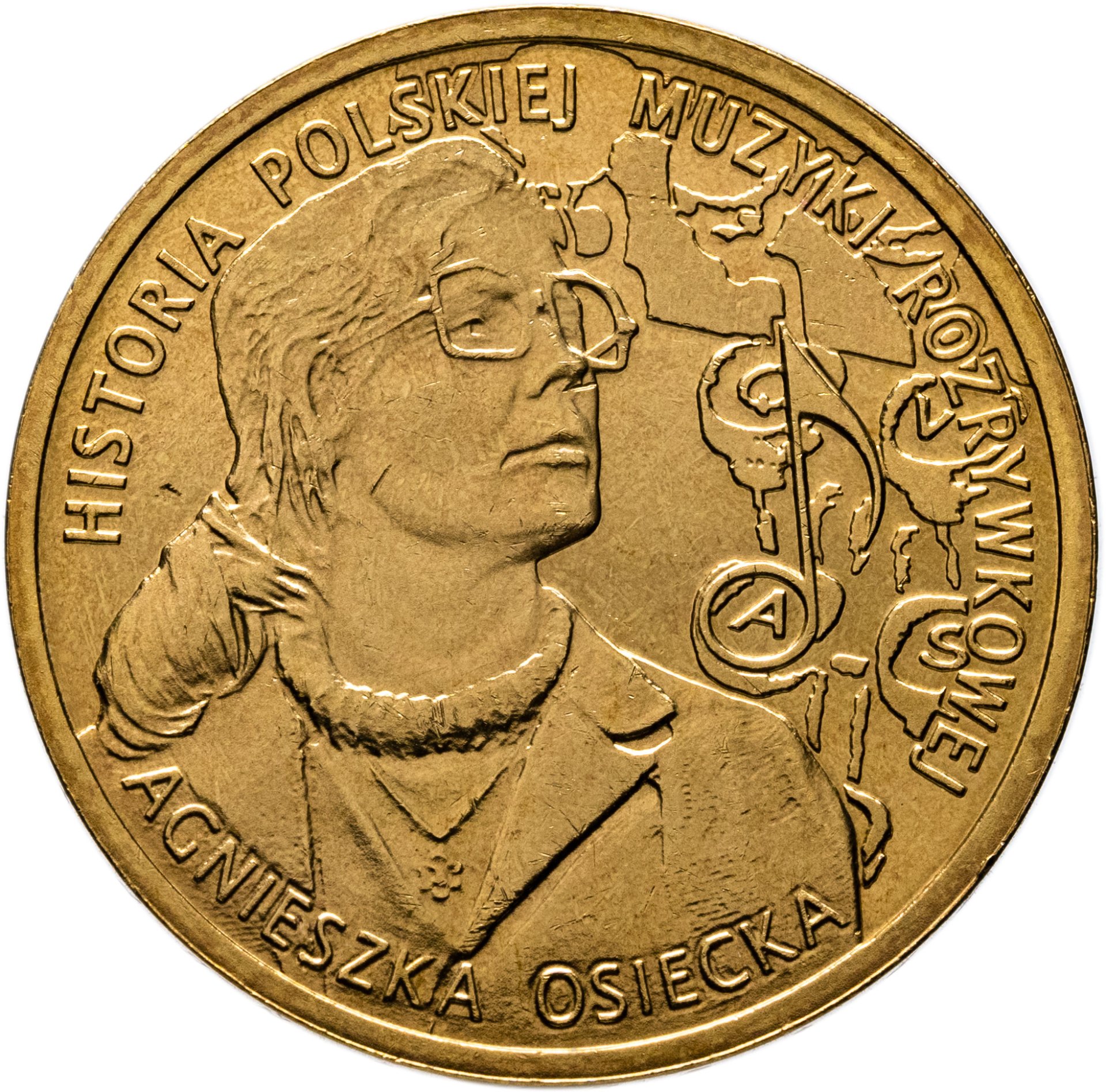 Польша 2 злотых 2013 "Агнешка Осецкая Agnieszka Osiecka", Латунь, в сохранности UNC