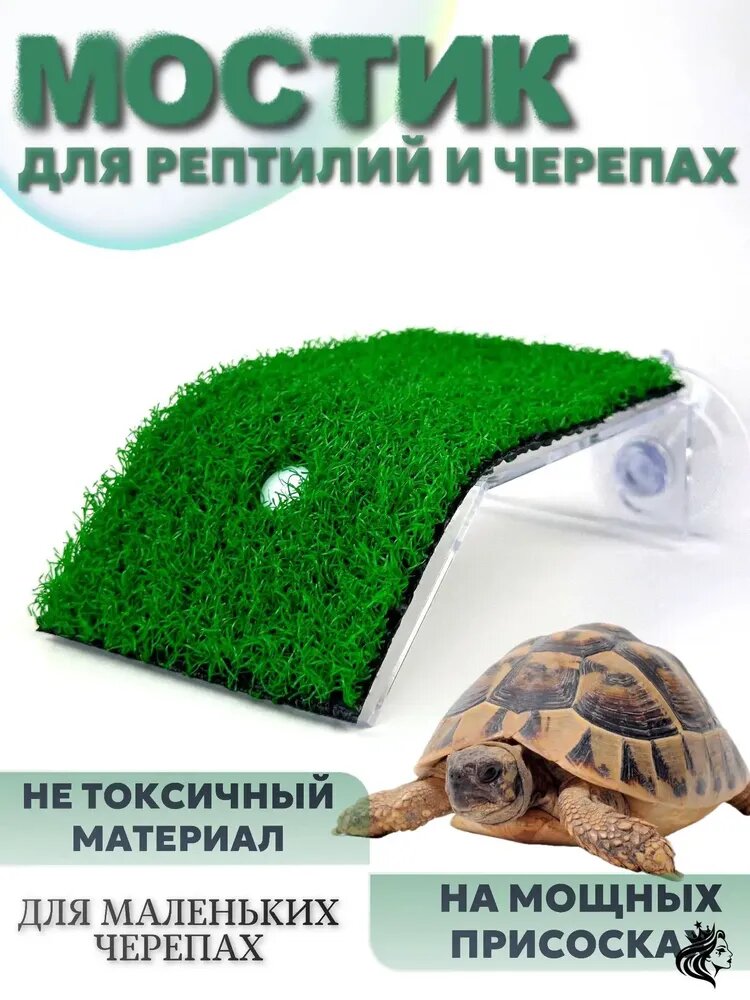 Мостик для черепахи в аквариум маленький на присосках / островок для черепахи в аквариум навесной