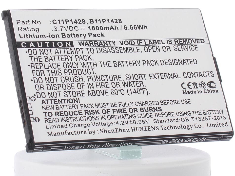 Аккумуляторная батарея iBatt 1800mAh для телефона Asus ZenFone 2 Laser ZE500KG, ZE500KL (C11P1428)