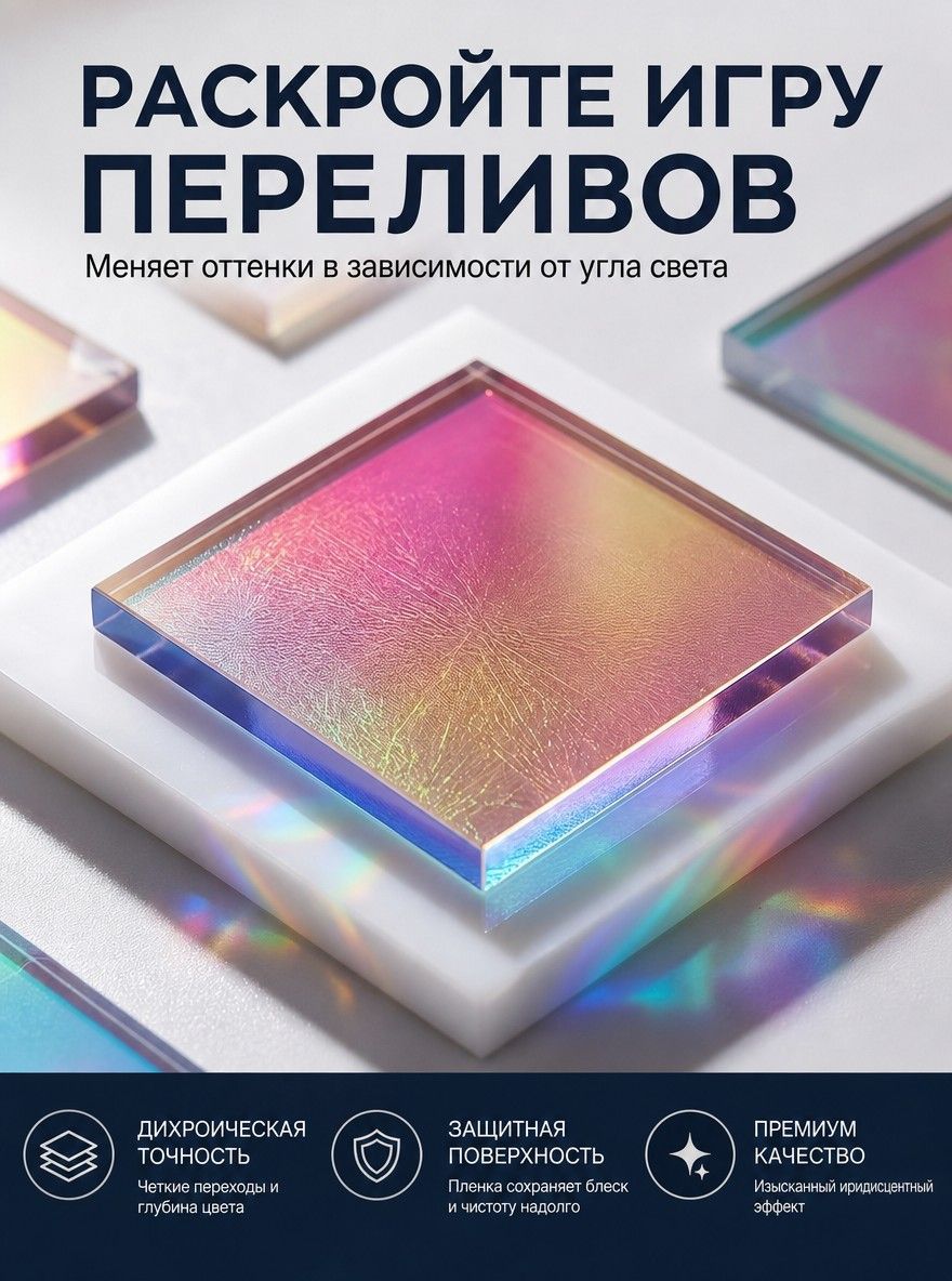Радужное акриловое стекло/Голографические акриловые квадраты 3 3 см, 100 шт для DIY-декора
