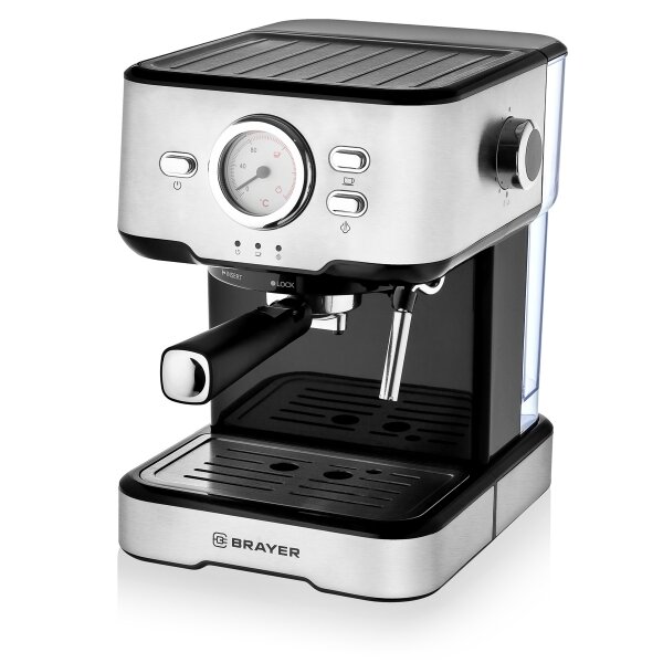 Кофеварка рожковая Brayer 1101BR BR1101, 1.5л капучинатор