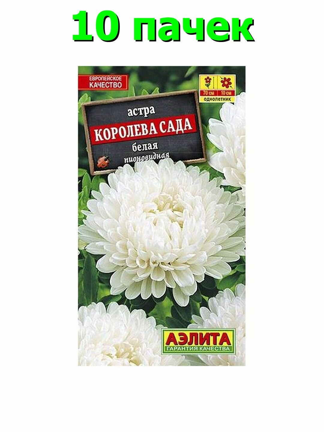 Семена Астра Королева сада белая, однолетник, Аэлита, 1 пачка - 0.2г семян