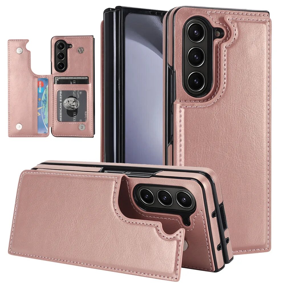 Розовый чехол-книжка для Samsung Galaxy Z Fold 4 с картами