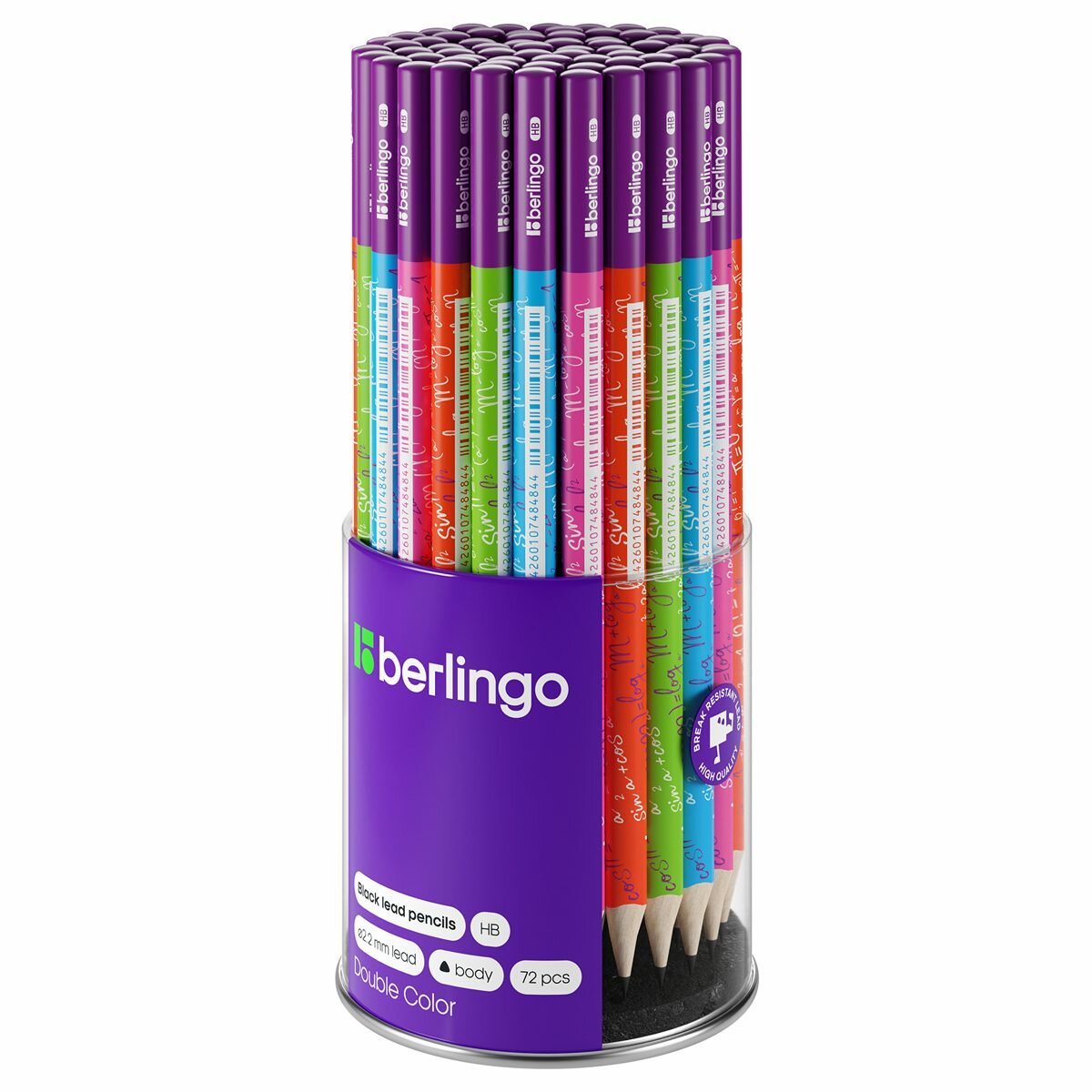 Карандаш чернографитный Berlingo Double color (НВ, без ластика, заточенный) (BP00840), 72шт.