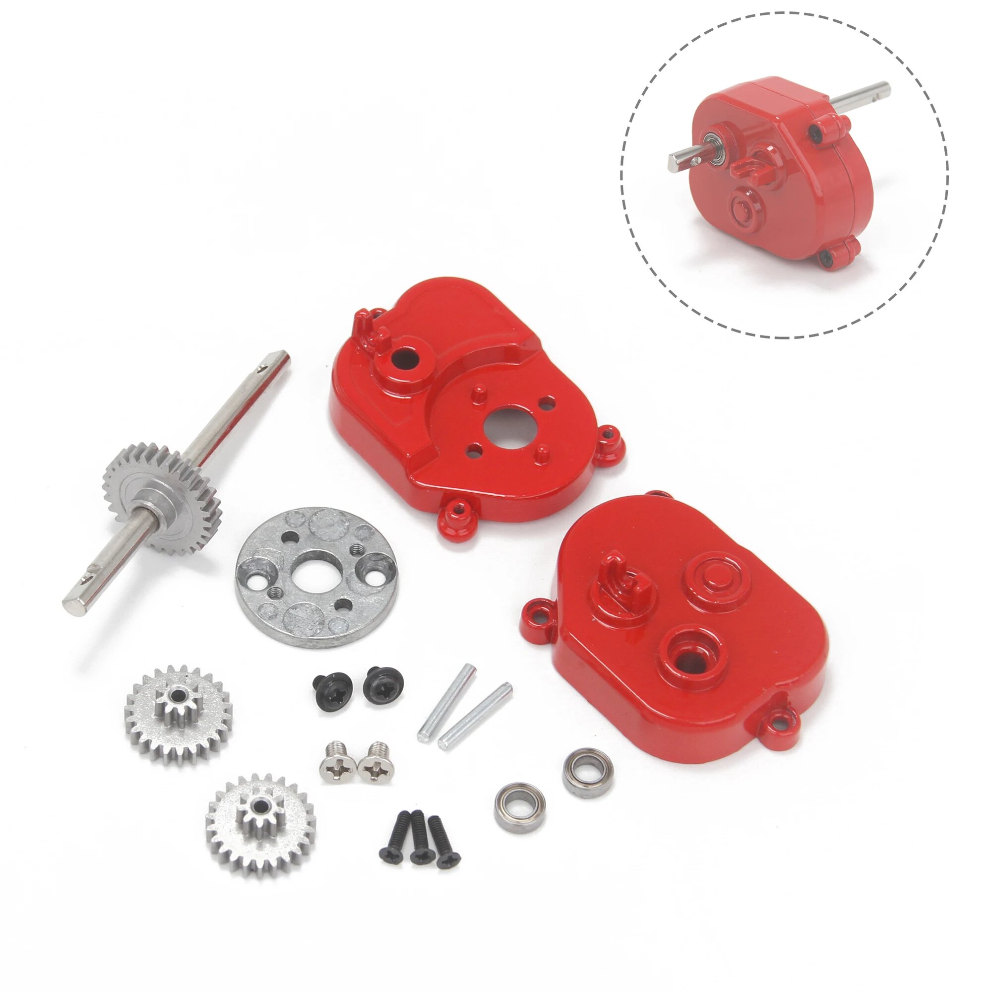 Металлическая трансмиссия NEEBRC для RC Crawler MN82 MN168 MN99S MN78 LC79 Красный, Red Gearbox