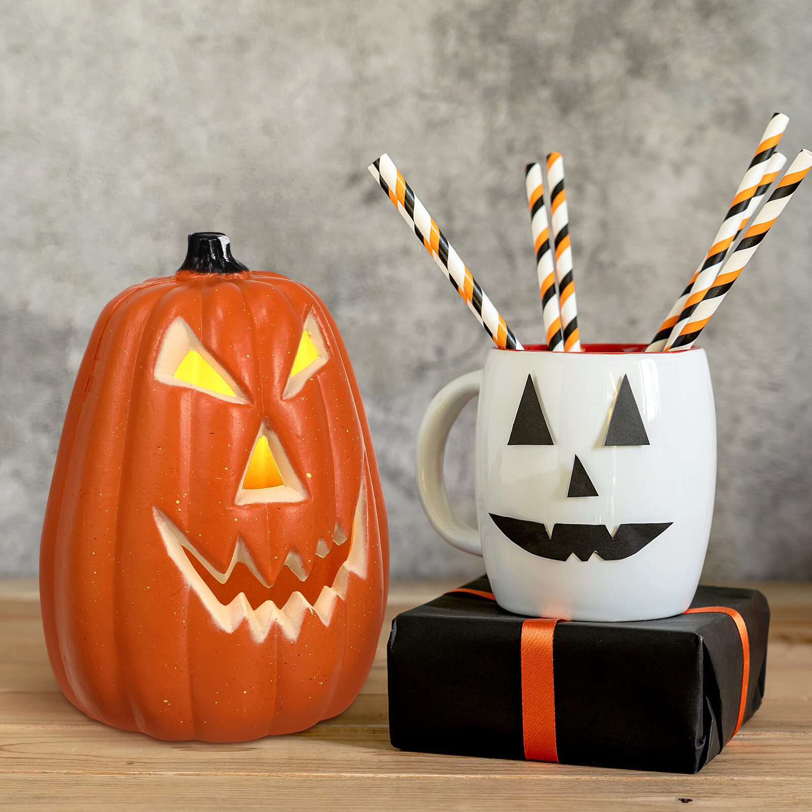 Фонарь Джека Светящаяся Тыква Для Декорации Halloween 17.50X11.00X11.00Cm