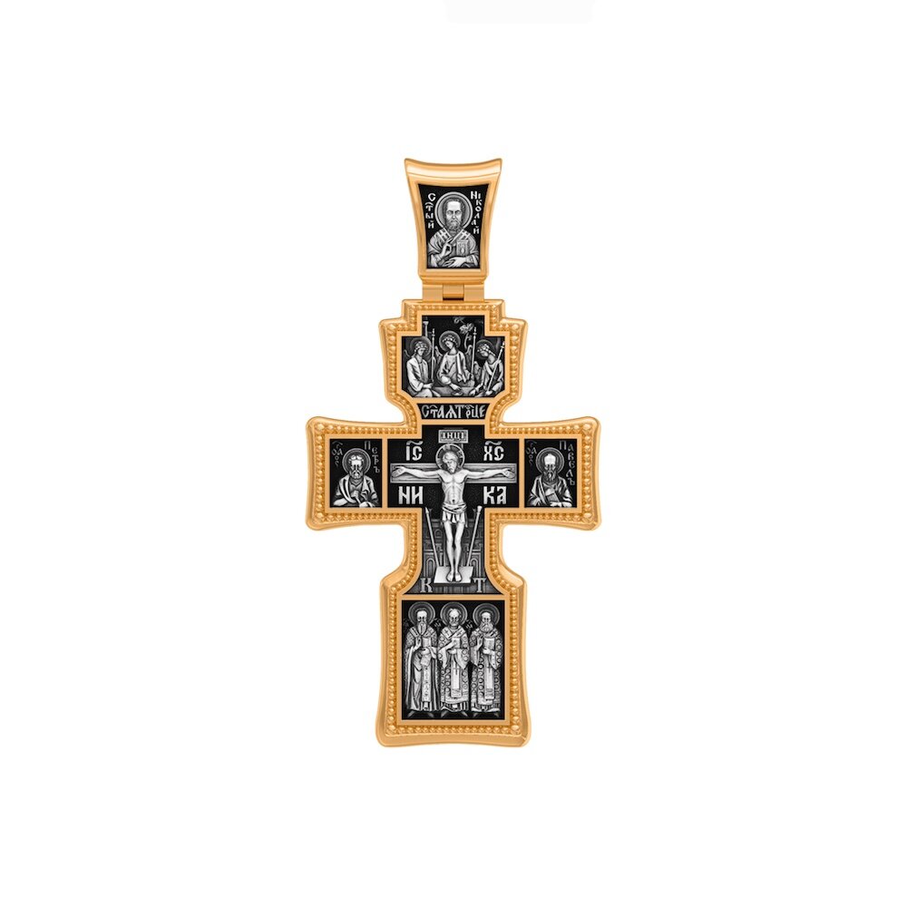 Крестик Даръ, серебро, 925 проба, золочение, чернение