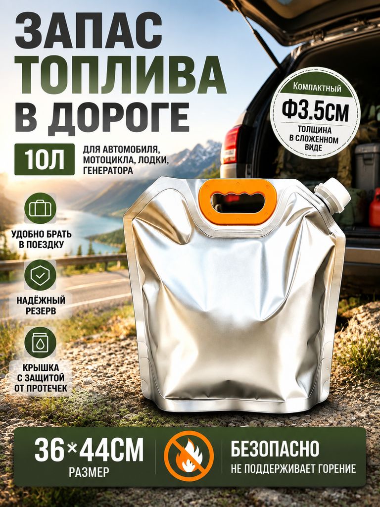 Канистра для ГСМ, 10.53 л, Артикул: 5748484173, Материал: Фольга