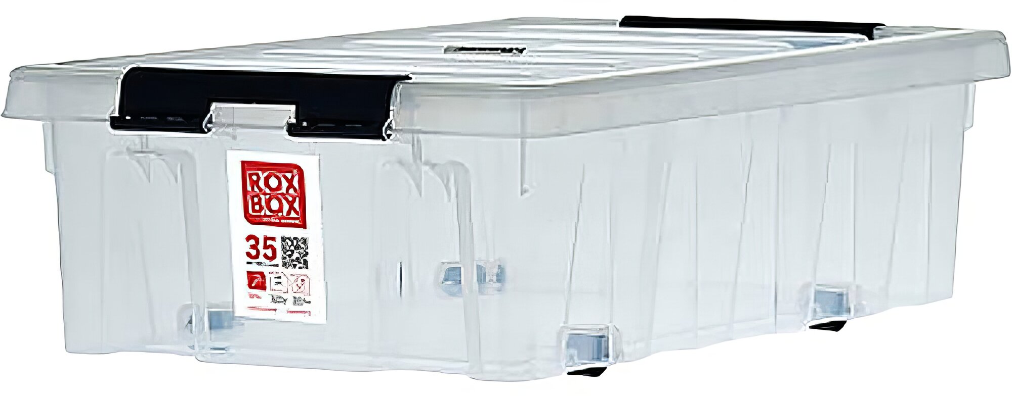 Ящик п/п Rox Box 580х390х185 мм с крышкой и клипсами, на роликах, 35 л. прозрачный 18708
