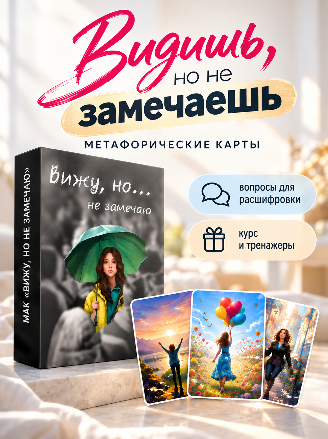 Метафорические карты универсальные Вижу, но не замечаю 50 шт.