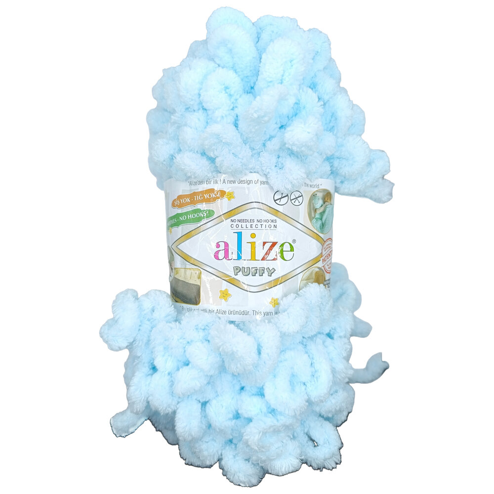 Пряжа для вязания Alize Puffy 730 светлая бирюза 100 гр/9,2 м 100% микрополиэстер