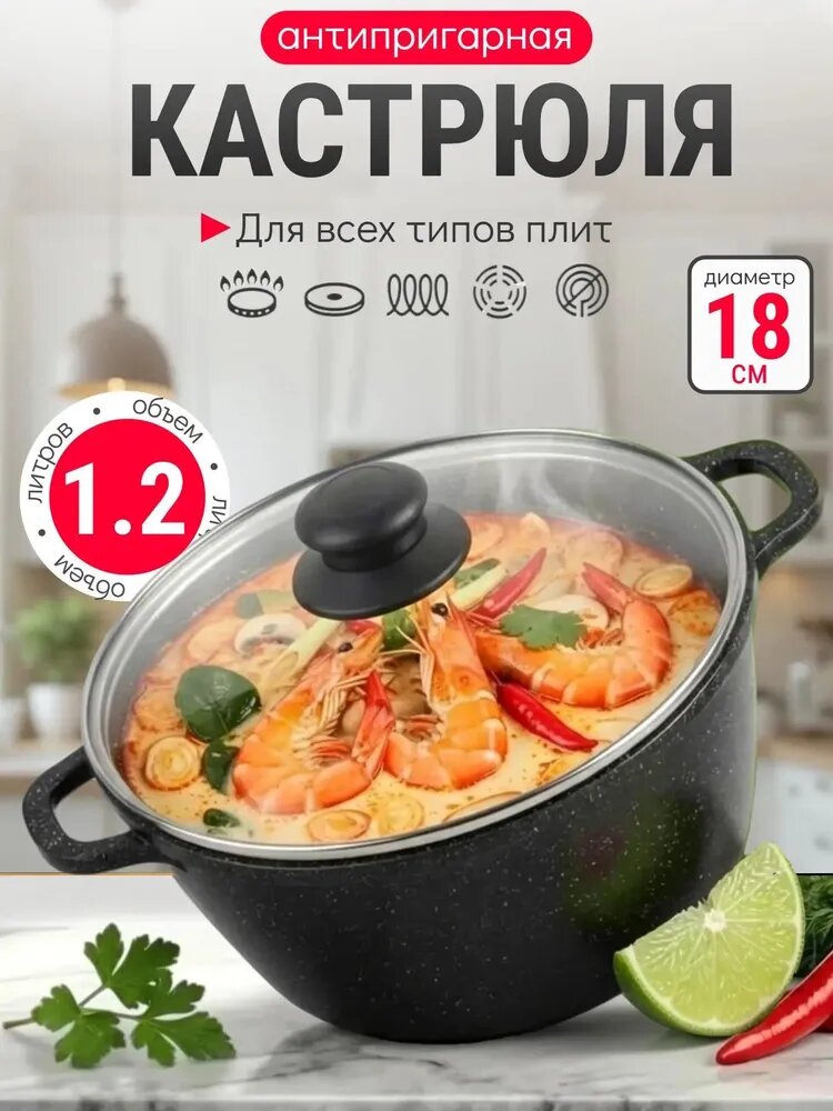 Кастрюля/антипригарное покрытие/ 18 CМ