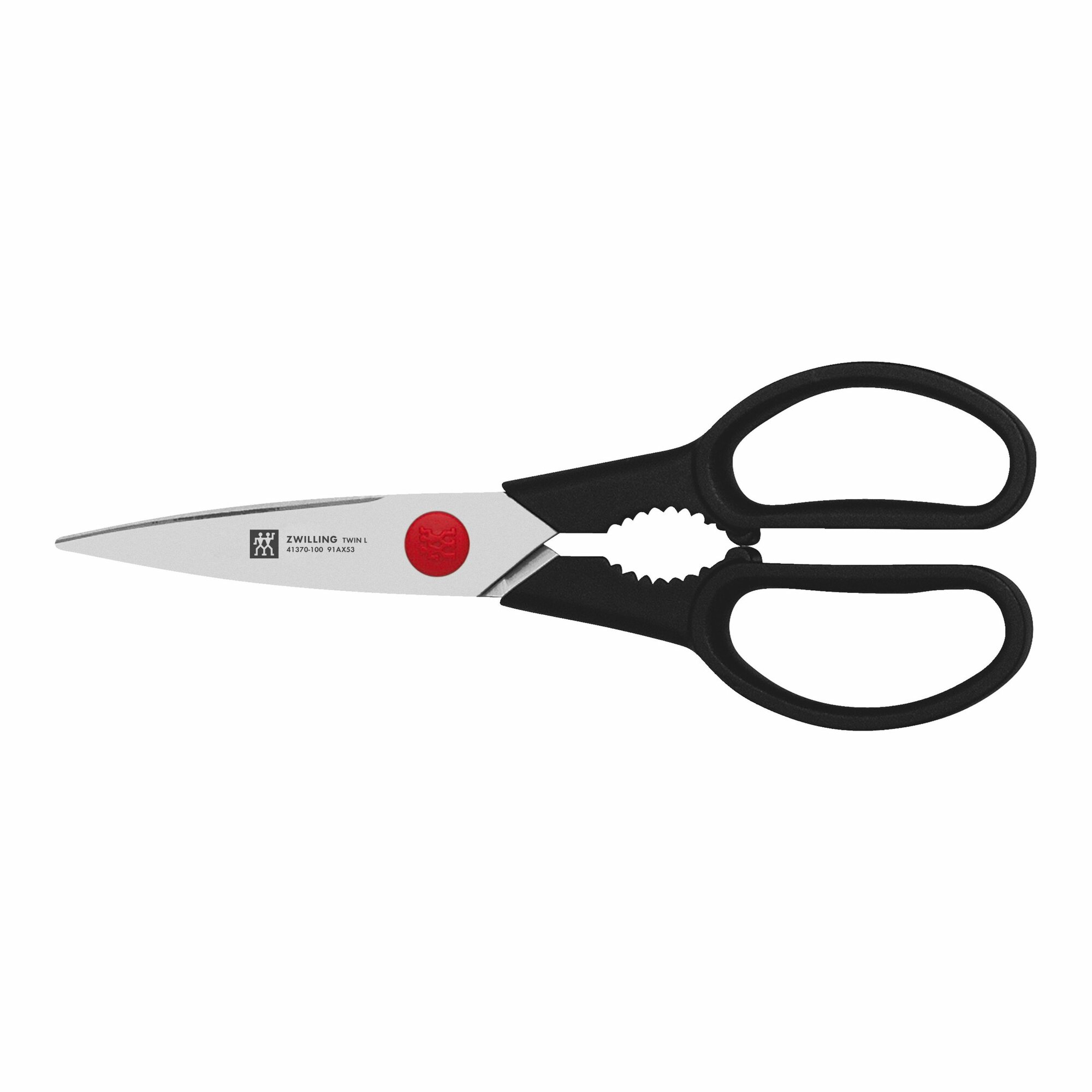 Ножницы кухонные ZWILLING TWIN L 41370-001-3, 20,5 см, универсальные, нержавеющая сталь, с открывалкой, красно-черный