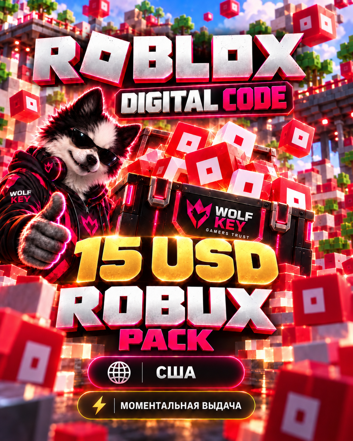 Код активации на 15 USD | USA | Подарочная карта Роблокс | Пополнение счета Roblox | 15 USD Соединенные Штаты