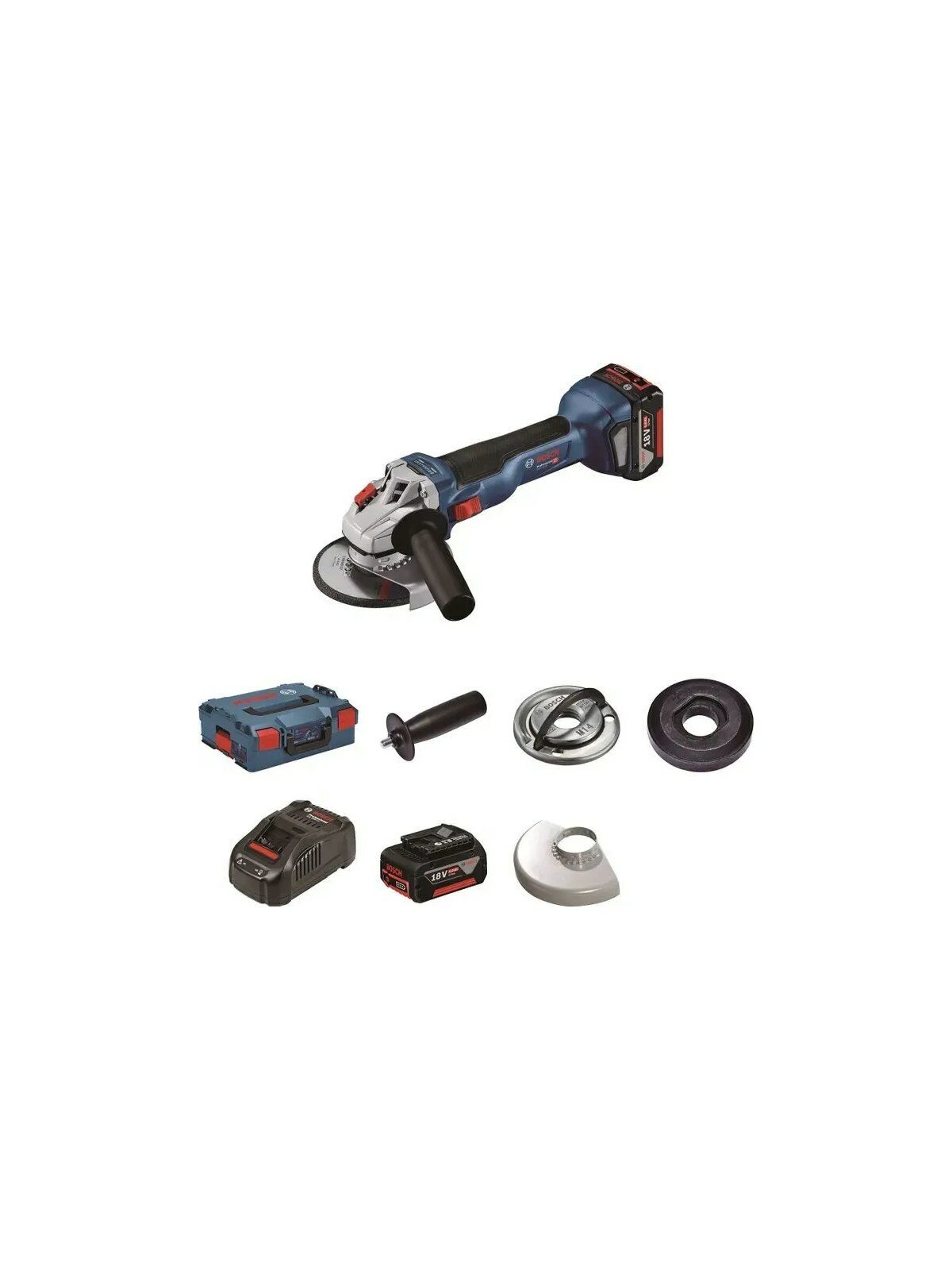 Болгарка Аккумуляторная Bosch GWS 18V-10, 2 АКБ 5.0 Ач, ЗУ, 06019J4004