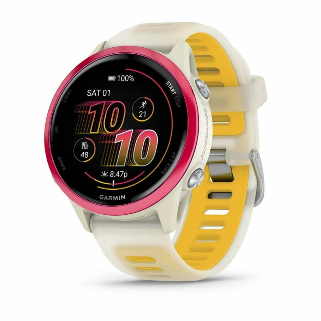 Умные часы Garmin Forerunner 570, 42mm, Ruspberry with Mango/Translucent Bone with Silver Buckle (010-02970-42)